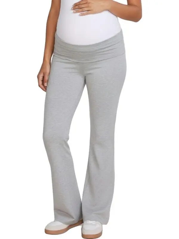 Motherhood Maternity Roll Over Waistband Flare Legging - Heather Grey
