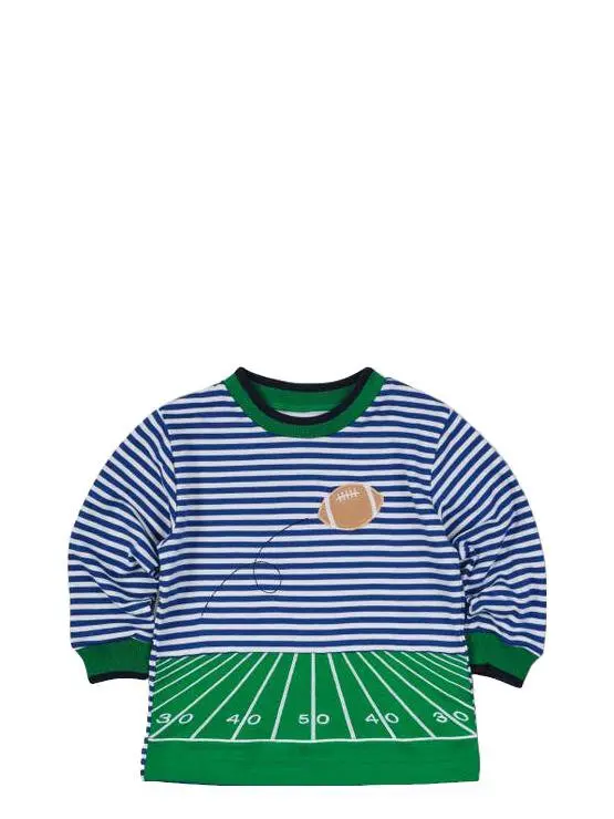 FLORENCE EISEMAN Stripe Knit Shirt With Football Field - Royal Stripe