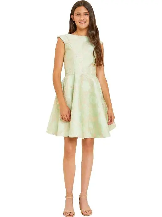 UN DEUX TROIS Cap Sleeve Fit-and-flare Dress - Mint