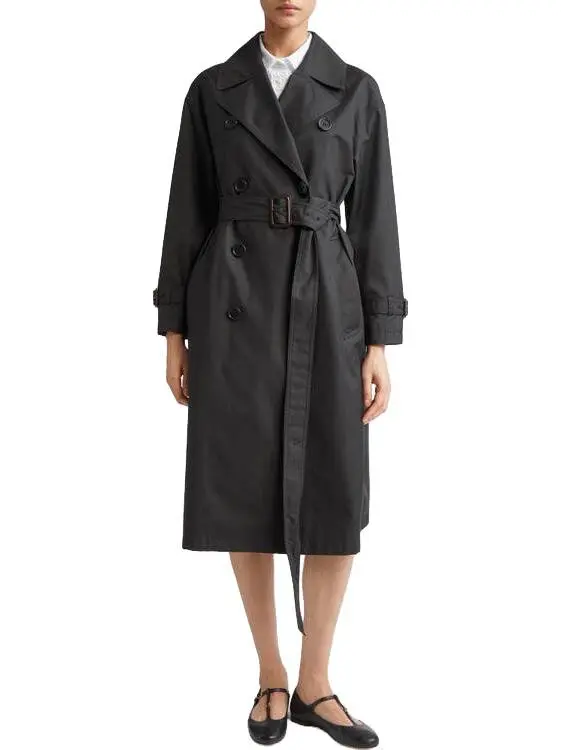 Max Mara Fiorito Water Repellent Twill Trench Coat - Black