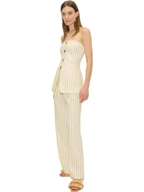 SIMONMILLER Bloo Linen Pant - Cream Pinstripe
