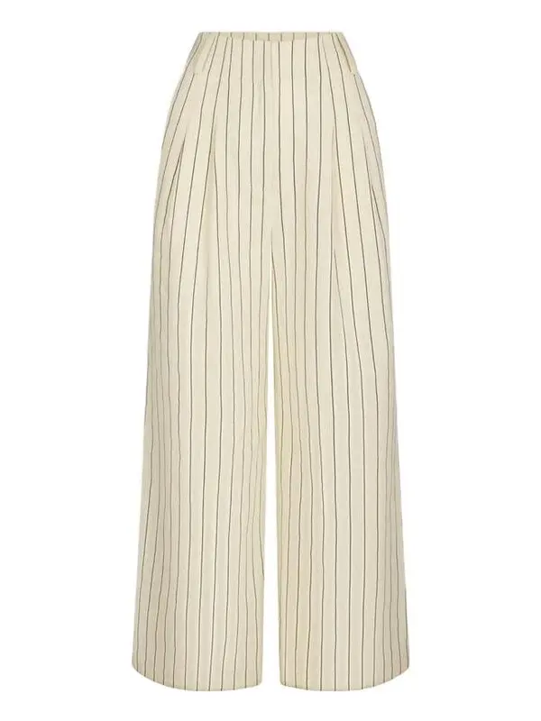 SIMONMILLER Pinstripe Linen Wide-leg Trousers - Cream Pinstripe