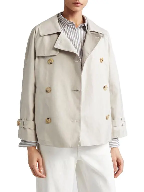 Max Mara Tina Water Repellent Twill Crop Trench Coat - Ecru