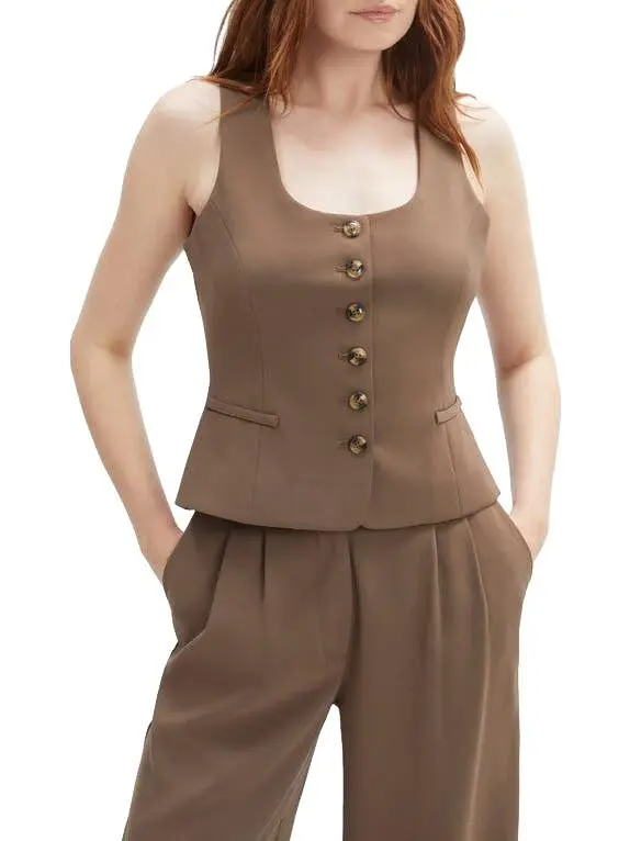 Bardot Azilia Button Vest - Coffee Brown