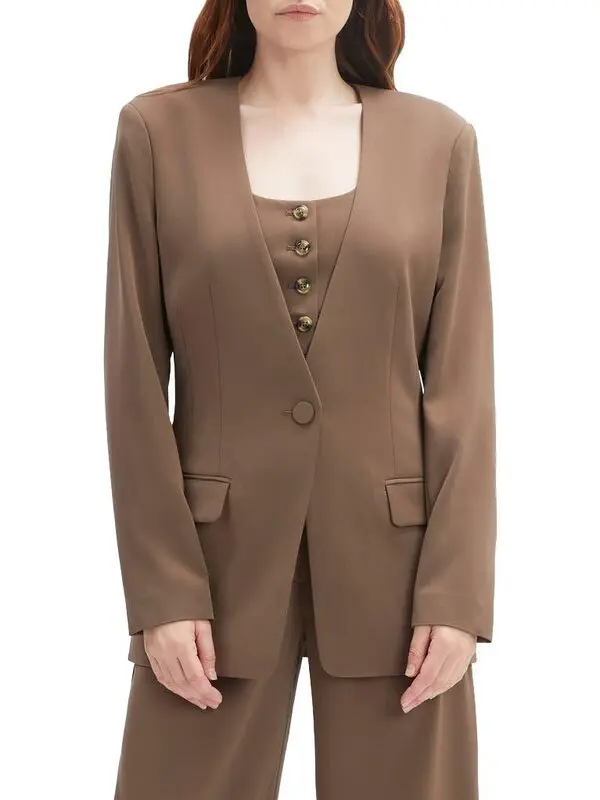 Bardot Ellera Fitted One-button Blazer - Coffee Brown