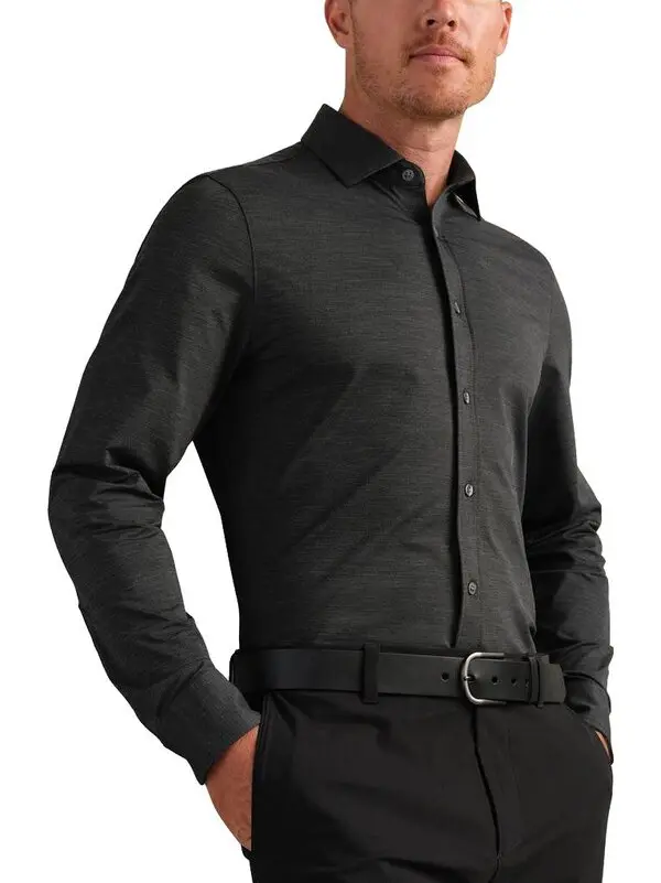 RHONE Commuter Slim Fit Performance Button-up Shirt - Iron Oxford