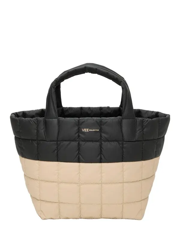 VEECOLLECTIVE Medium Porter Quilted Recycled Nylon Tote - Black Desert Mul