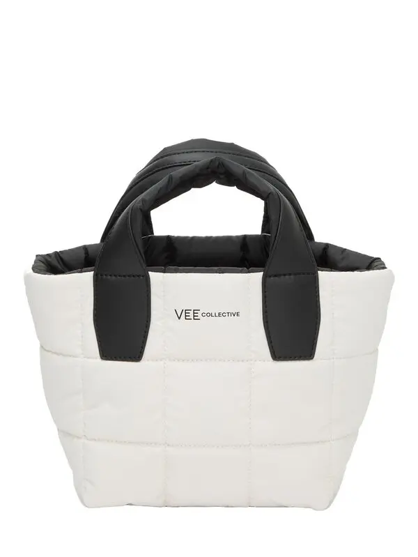 VEECOLLECTIVE Mini Porter Water Resistant Quilted Recycled Nylon Tote - Whisper White Wht
