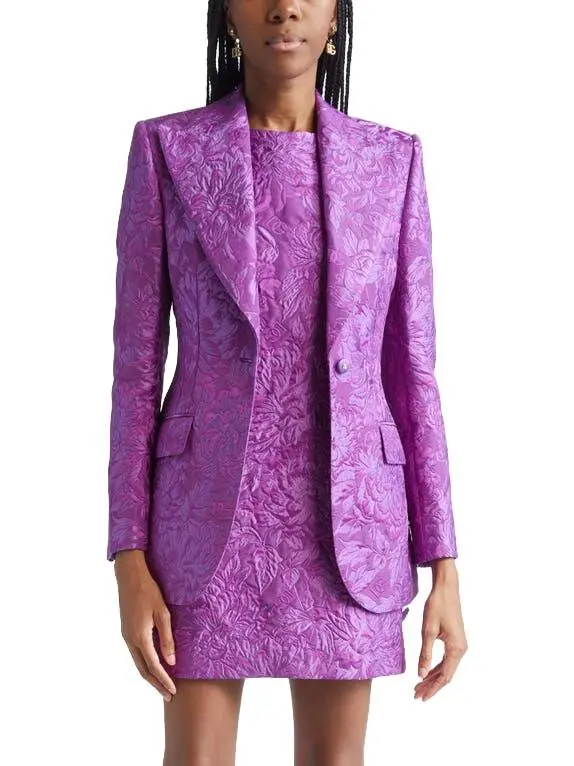Dolce & Gabbana Floral Brocade One-button Blazer - F0571 Viola