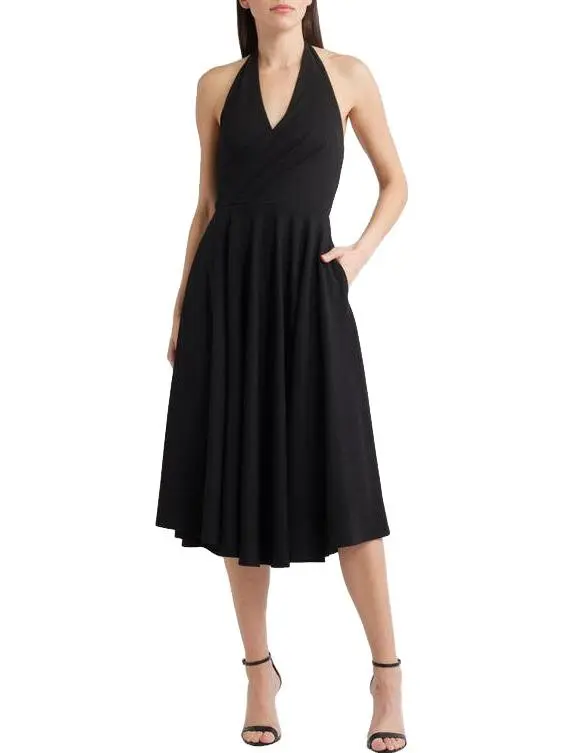 Black Halo Armin Midi Halter Dress - Black