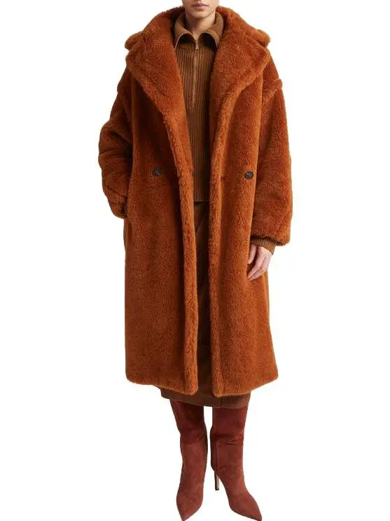 Max Mara Tedgirl Oversized Alpaca Blend Coat - Brown Bronze