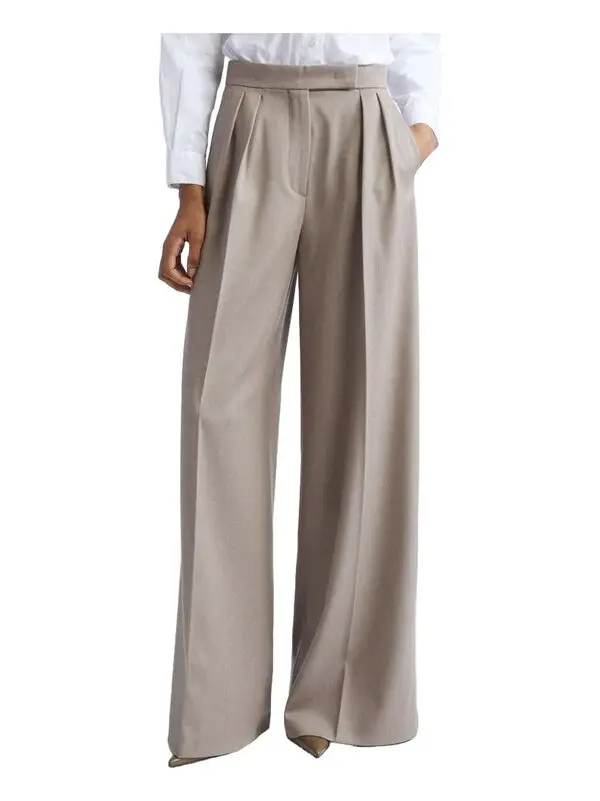Max Mara Baden Virgin Wool Twill Wide-leg Pants - Hazelnut Brown