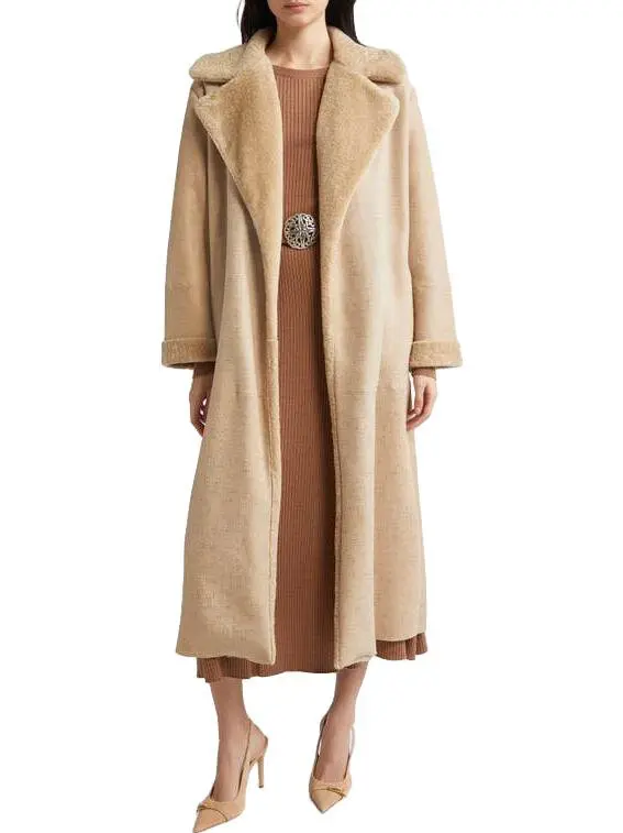 Eleventy Genuine Merino Shearling Longline Coat - 02 Sand