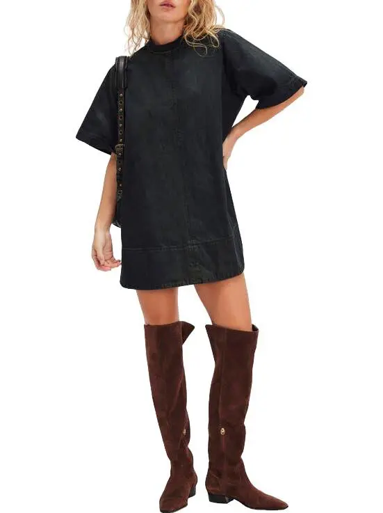 Free People Harlow Denim Mini Dress - Anthracite