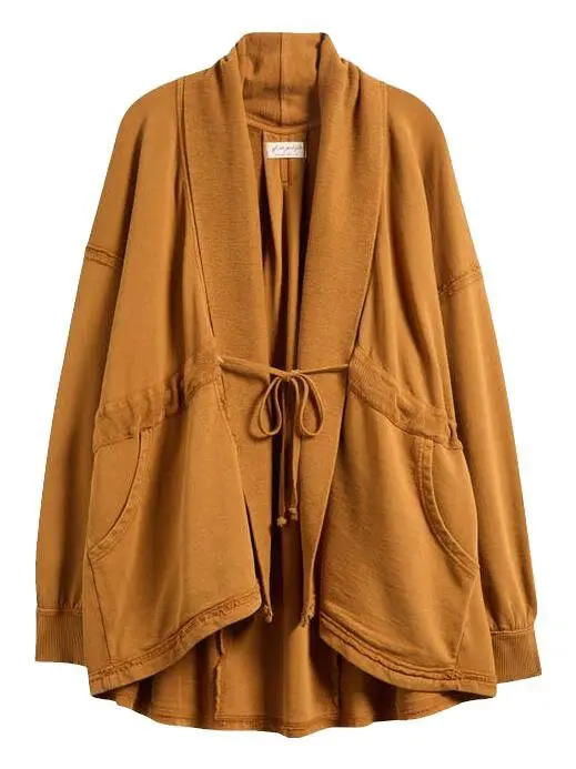 Free People Boothbay Longline Cotton Jacket - Chai Tea