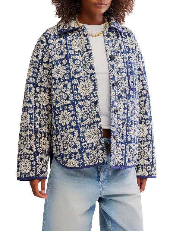 Free People Alexie Printed Quilted Jacket - Peacoat