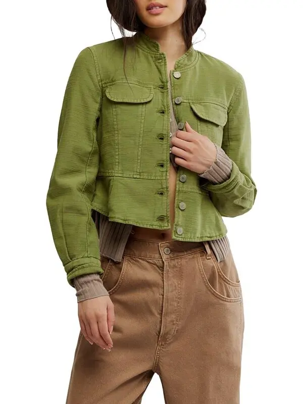 Free People Jocelyn Utility Cotton Jacket - Callista Green
