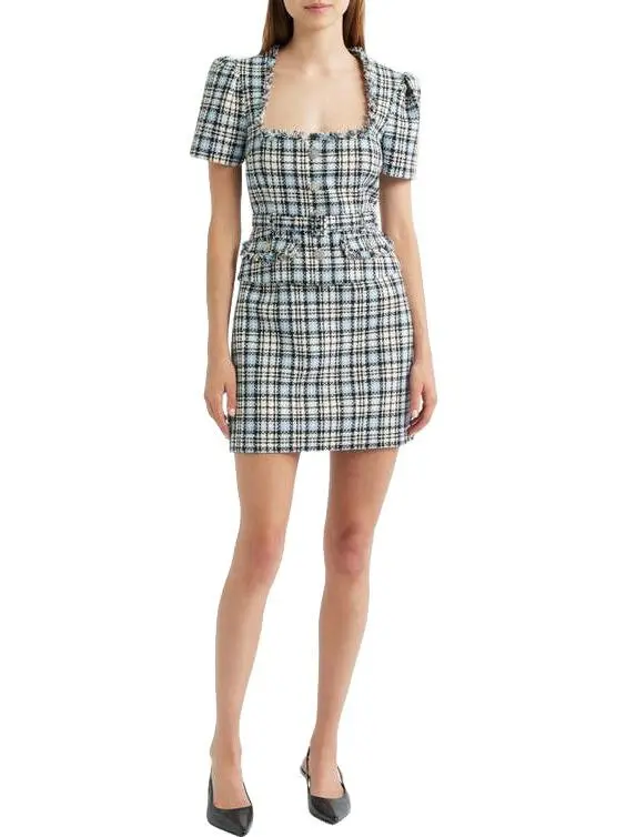 Likely Cecelia Plaid Tweed Dress - Black/blue Multi