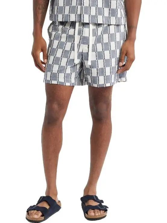RIZORT Andrew Check Cotton Shorts - Navy