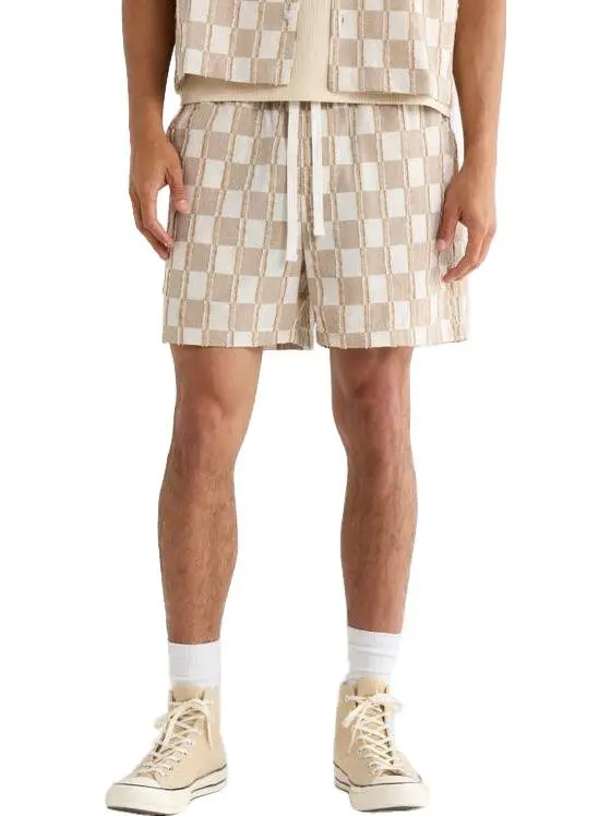 RIZORT Andrew Check Cotton Shorts - Tan