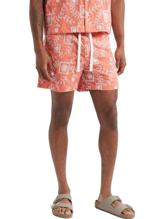 RIZORT Embroidered Cotton Shorts - Peach