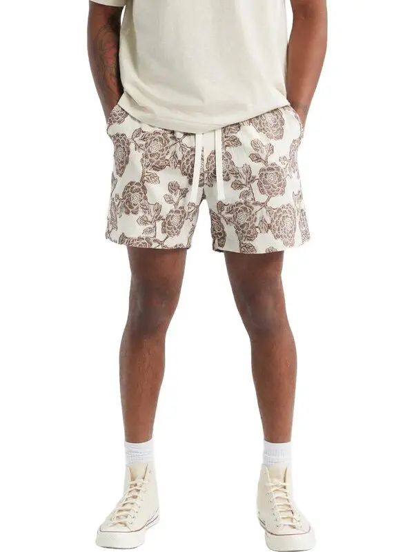 RIZORT Floral Drawstring Shorts - Brown