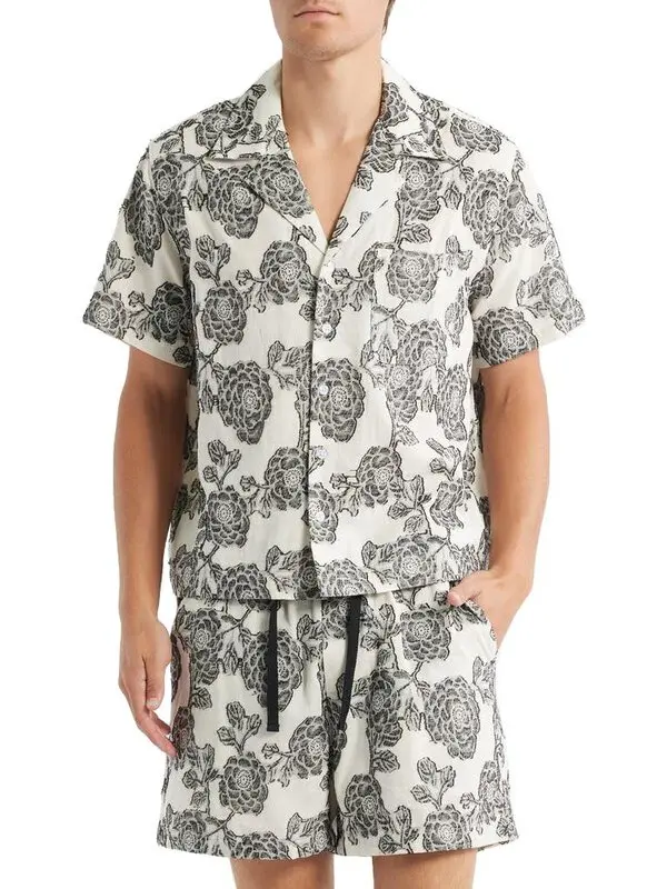 RIZORT Nathan Floral Cotton & Viscose Blend Camp Shirt - Black