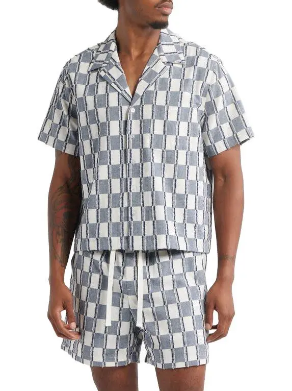 RIZORT Andrew Check Cotton Camp Shirt - Navy