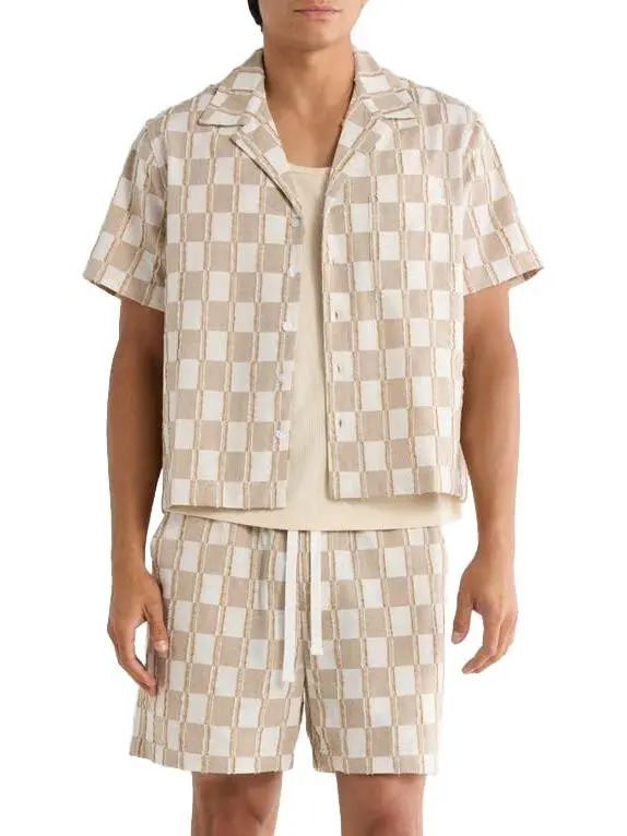 RIZORT Andrew Check Cotton Camp Shirt - Tan