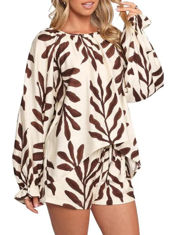 PETAL & PUP July Long Sleeve Top - Brown Palm