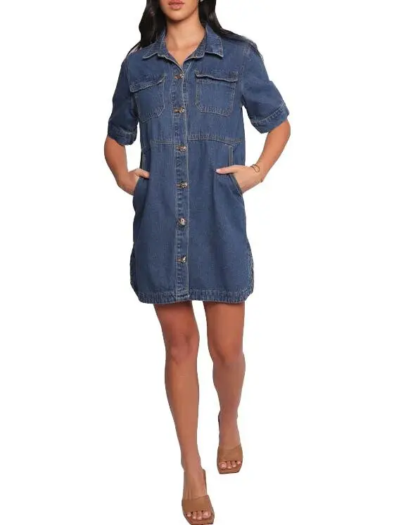 PETAL & PUP Fleming Mini Shirtdress - Denim