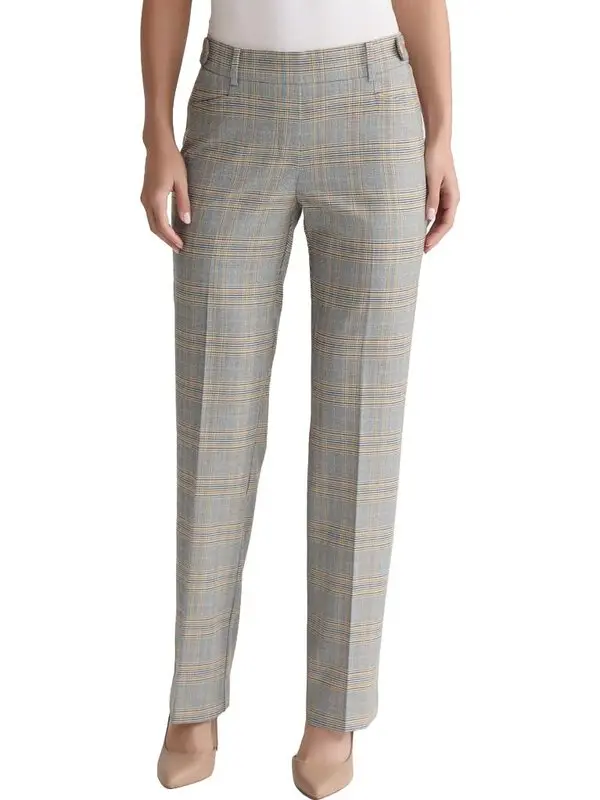 Jones New York Button Tab Plaid Trousers - Jonagold Multi