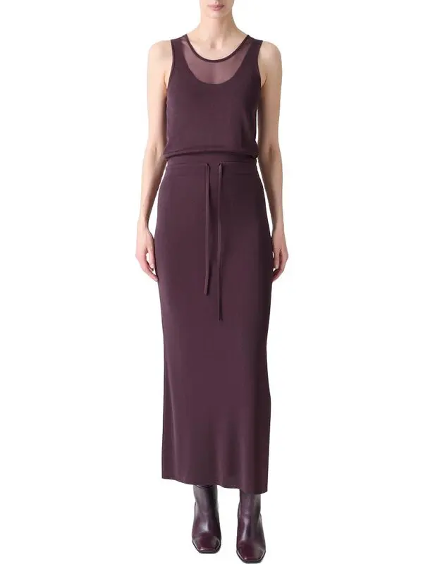 Akris Layered Sheer Knit Midi Dress - Blackberry