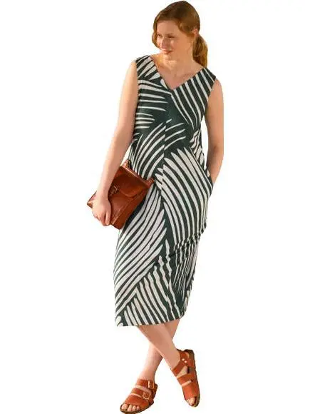 CELTIC & CO. Slub Jersey Sleeveless Midi Dress - Dark Sage Fan