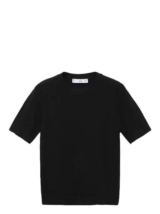 Mango Short Sleeve Sweater - Black