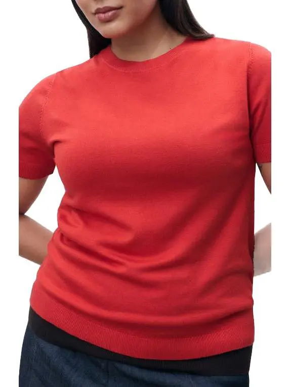 Mango Short Sleeve Sweater - Red