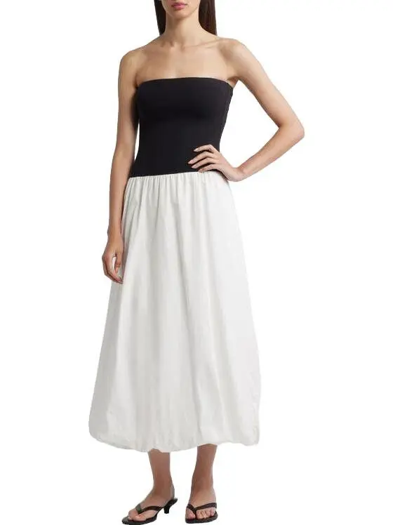 Mango Strapless Bubble Hem Dress - Black
