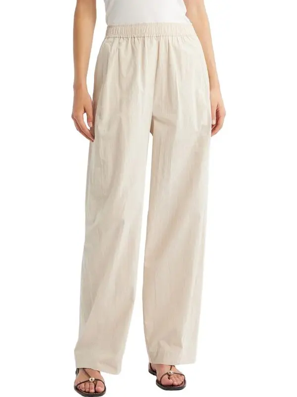 Mango Woven Cotton Wide-leg Pants - Ecru