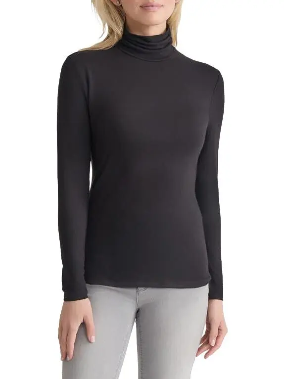 Jones New York Shirred Turtleneck Top - Jones Black