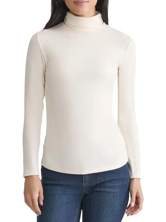 Jones New York Shirred Turtleneck Top - Jones White