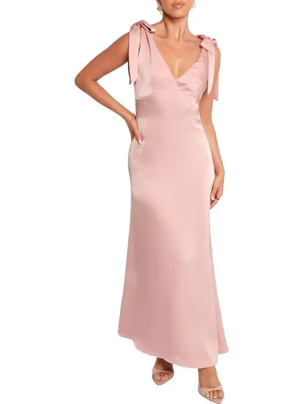 PETAL & PUP Satin Evening A-line Dress - Pink
