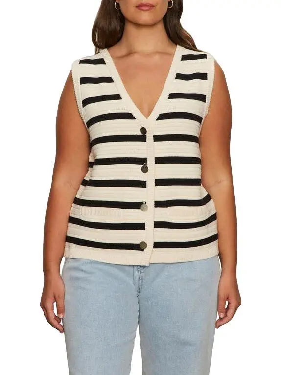 Sanctuary Textured Striped Sweater Vest - Macrame B