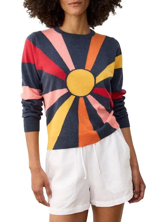 Marine Layer Exploded Sun Icon Crewneck Sweater - Navy