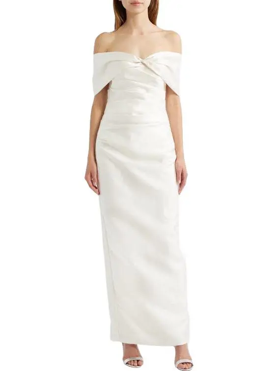 SONYA MODA Off-the-shoulder Column Gown - Pearl