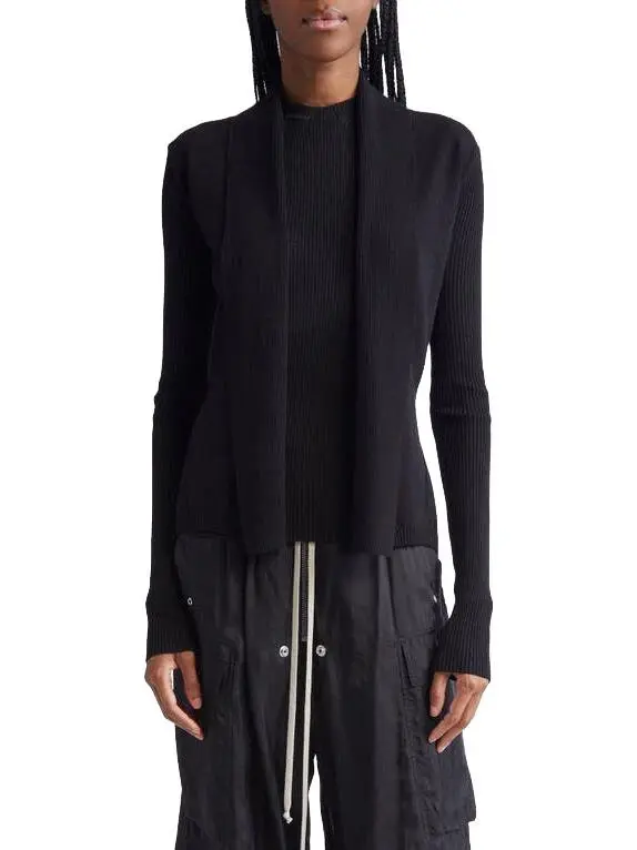 Rick Owens Open Front Rib Cardigan - Black