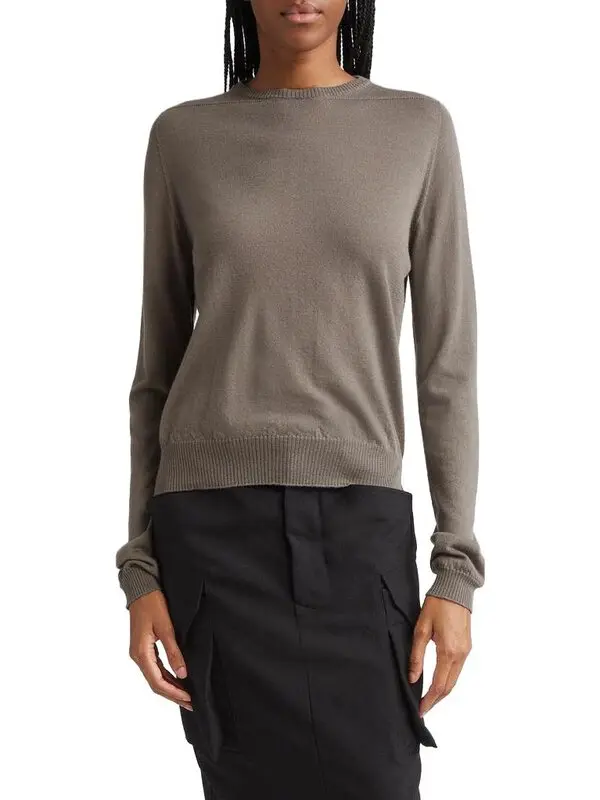 Rick Owens Virgin Wool Crewneck Sweater - Dust