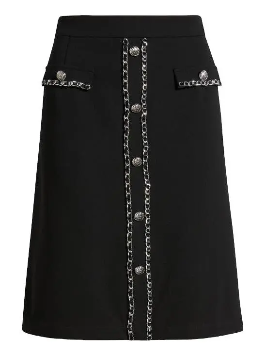 Ming Wang Chain Trim A-line Skirt - Black