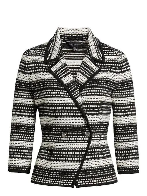 Ming Wang Tailored Fit Knit Blazer - Black/ivory