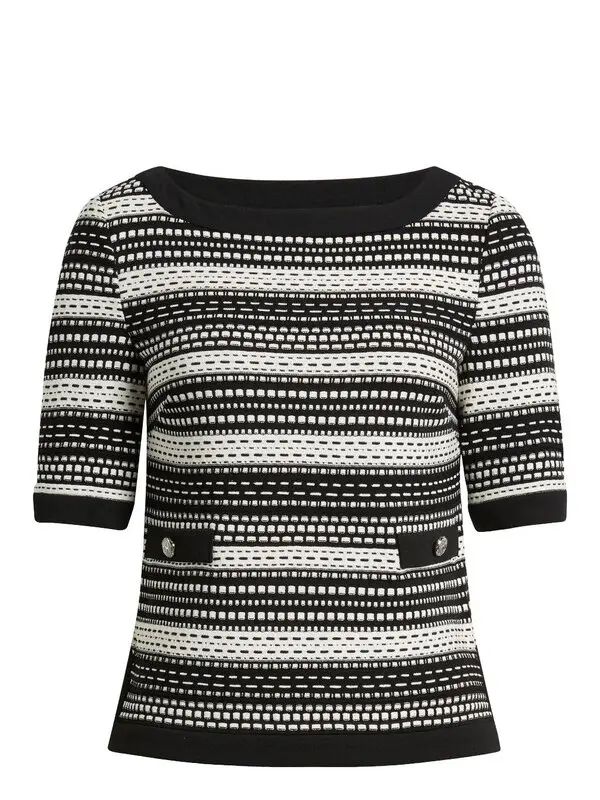 Ming Wang Stripe Knit Top - Black/ivory