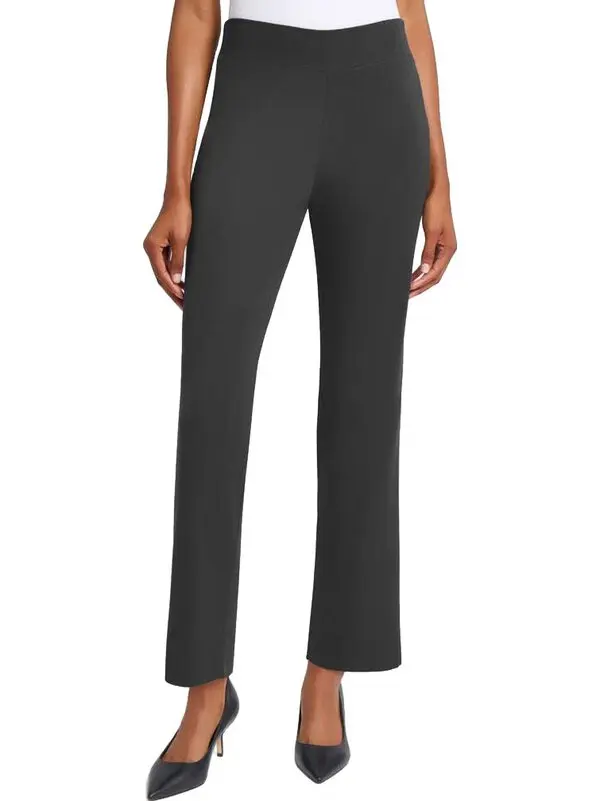 Ming Wang Straight Leg Knit Ankle Pants - Granite